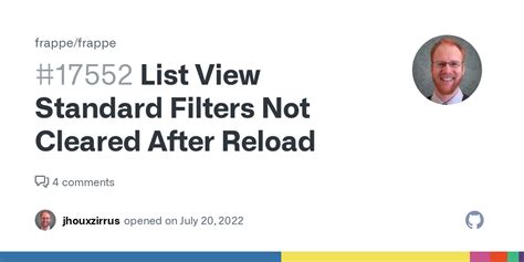 list view standard filters not cleared after reload · issue 17552