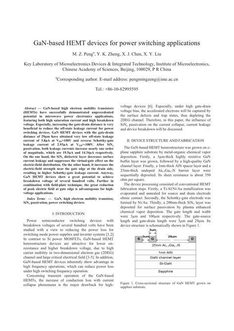 Pdf Gan Based Hemt Devices For Power Switching Applications