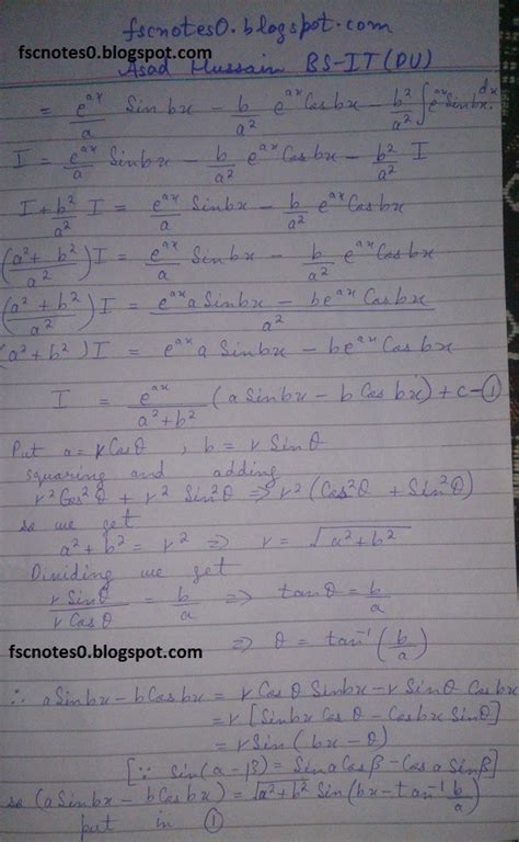 Fsc Ics Notes Math Part 2 Chapter 3 Integration Exercise 34 Question 2 And 3