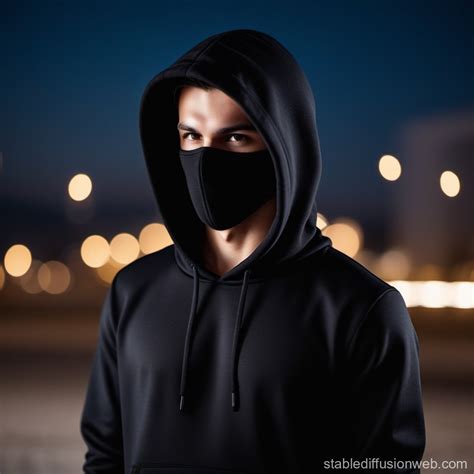 Hooded Individual Facing Camera Stable Diffusion Online