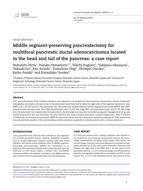 Middle Segment Preserving Pancreatectomy For Multifocal Pancreatic