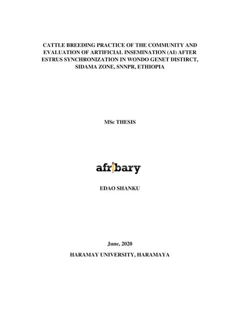 Cattle Breeding Practice Of The Community And Evaluation Of Artificial Insemination Ai After