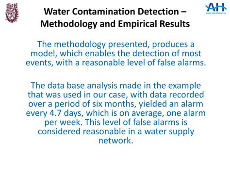 Ppt Water Contamination Detection Methodology And Empirical Results Powerpoint Presentation