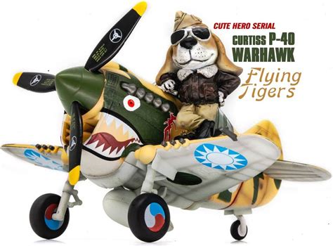 Cute Hero Series P 40 Warhawk And American Cocker Spaniel Pilot Flying