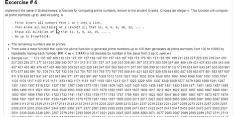 solved excercise 4 implement the sieve of eratosthenes a