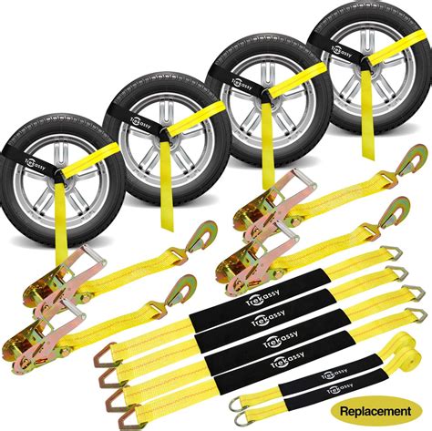 Trekassy 2”x 144” Wheel Car Tie Down Straps For Trailers