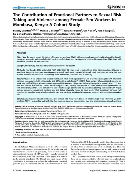 Pdf The Contribution Of Emotional Partners To Sexual Risk Taking And