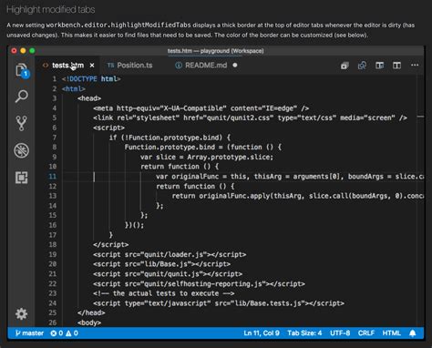 Feature Request Support Vscode Highlight Modified Tabs Feature