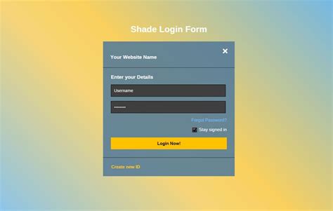 Shade Login Form Responsive Widget Template