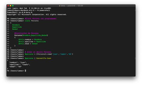 crear un objeto en powershell y convertirlo en json operating systems
