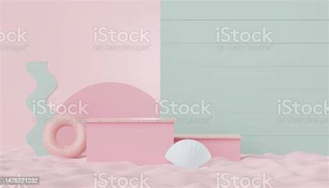 3d 연단은 여름 개념으로 제품 프레젠테이션을 의미합니다 화장품 광고를위한 받침대 플랫폼 0명에 대한 스톡 사진 및 기타 이미지