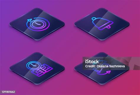 화살표와 등도 선 시계를 설정 시간은 돈 벨울리는 오래된 모래 시계 모래입니다 파란색 정사각형 버튼 벡터 3차원 형태에 대한 스톡 벡터 아트 및 기타 이미지 Istock