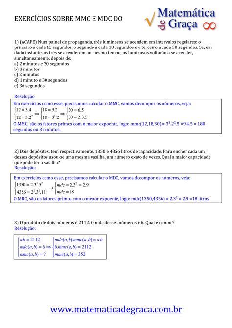 Exercicios Mmc E Mdc Fdplearn