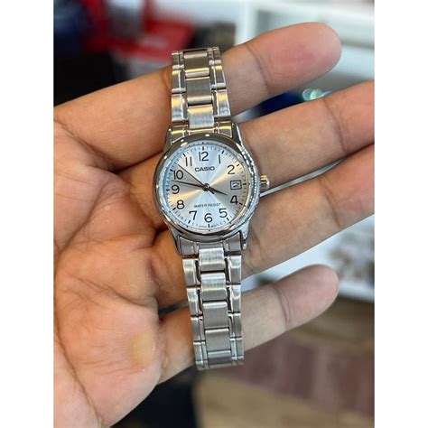 Original Casio Analog Blue Dial Stainless Steel Ladies Watch Ltp V002d 2b Casio Ltp V002d 2b