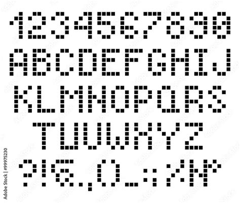 Pixel Dots Letters And Numbers Alphabet Font Stock Vector Adobe Stock