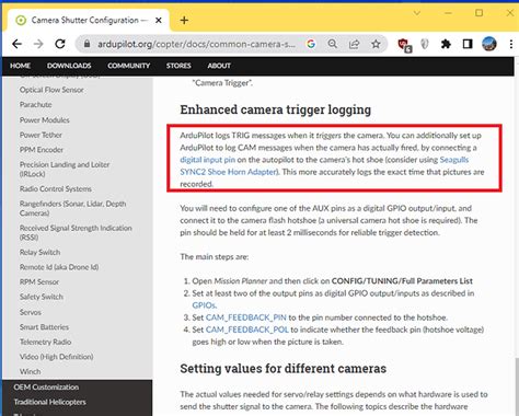 Enhanced Camera Trigger Logging Testing Does Not Match Wiki Copter 43 Ardupilot Discourse