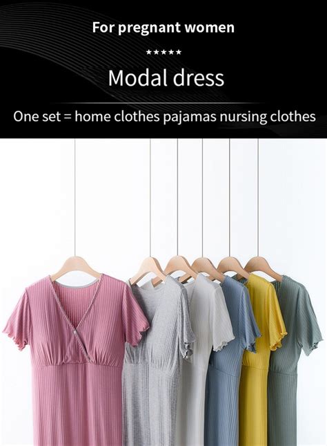 Badu Bg Модални дрехи за бременни Нощници за кърмене Спално облекло за кърмачки Болнични широки