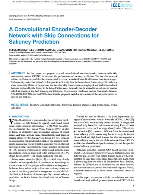 Pdf A Convolutional Encoder Decoder Network With Skip Connections For
