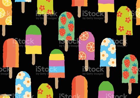 아이스크림과 함께 여름 완벽 한 패턴입니다 화려한 배경입니다 귀여운 밝은 여름 휴가 완벽 한 패턴입니다 아이스크림과 함께 신선하고 밝은 그림 직물 섬유 벽지 포장에 좋습니다