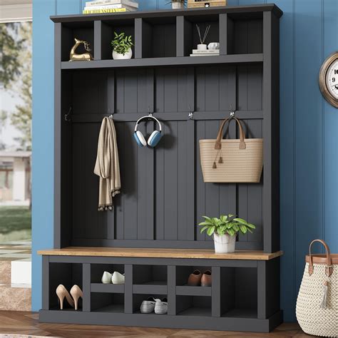 Lumisol Wide Entryway Hall Tree With Storage Bench 78h