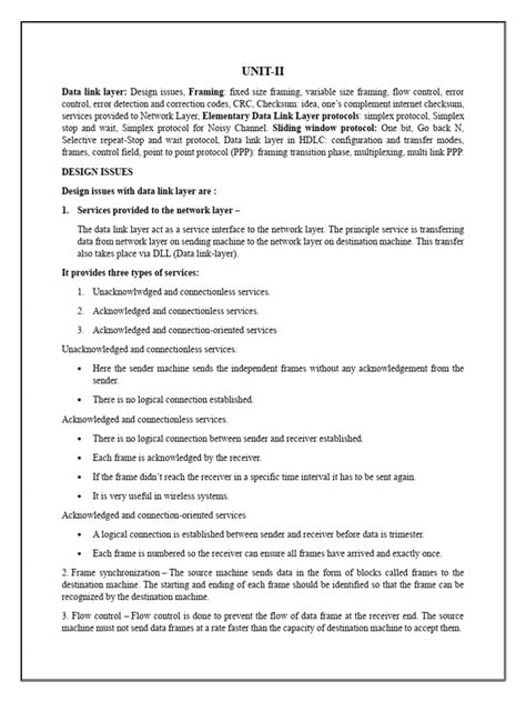Cn Unit Ii Pdf Transmission Control Protocol Error Detection And Correction