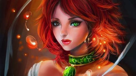 Redhead Green Eyes Art