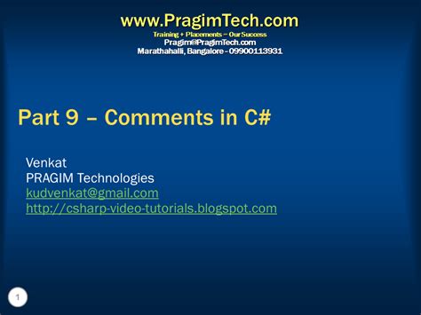 Sql Server Net And C Video Tutorial Part 9 Comments In C
