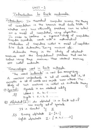 Regular Expressions Handwritten Theory Notes Theory Of Computation Studocu