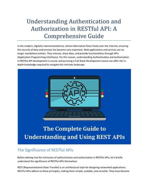 Understanding Authentication And Authorization In Restful Api A