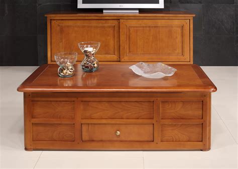 Table Basse Bar Pauline Réalisée En Merisier De Style Louis Philippe