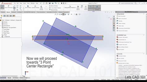 Solidworks Sketch Corner Center 3 Point Corner And 3 Point Center Rectangle YouTube