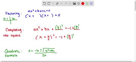 Factoring Completing The Square And Using The Quadratic Formula Are