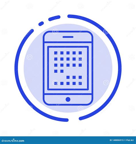 Phone Computer Device Digital Ipad Mobile Blue Dotted Line Line Icon Stock Vector
