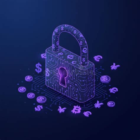 A Digital Illustration Features A Glowing Purple Padlock Adorned With