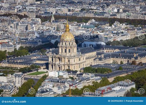 Beautiful Architecture Of The Les Invalides Building With A Golden Dome In Paris France Stock