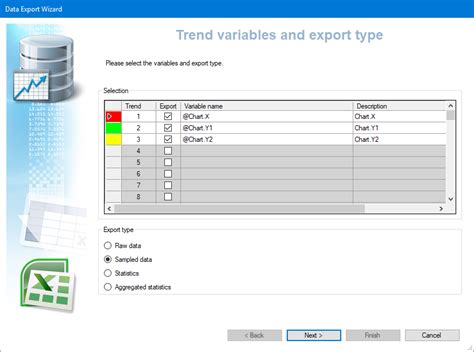 Export Wizard Step Select Variables And Export Type
