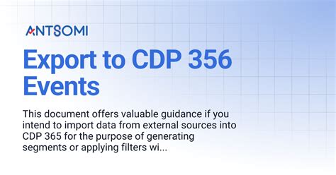 Export To Cdp 356 Events Antsomi