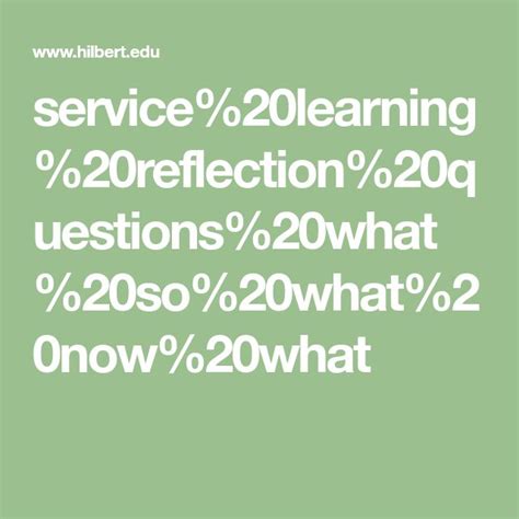 Service Learning Reflection Questions