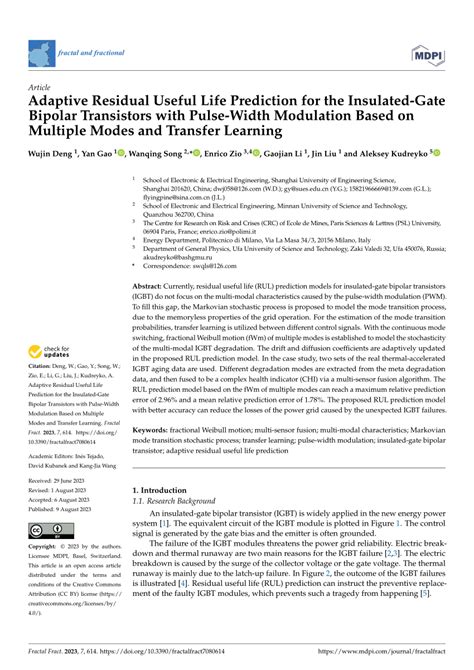 Pdf Adaptive Residual Useful Life Prediction For The Insulated Gate Bipolar Transistors With