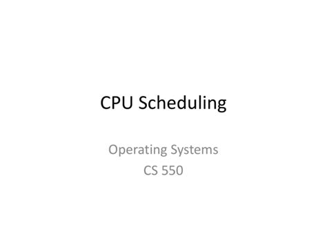 Introduction To Cpu Scheduling