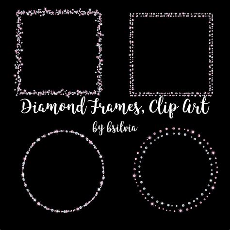 Diamond Frames Clip Art Diamond Overlays Glam Frames Etsy