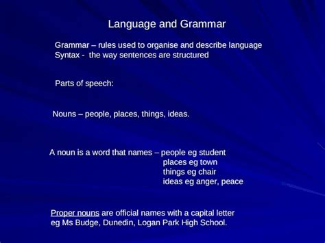 ppt language and grammar grammar rules used to organise and
