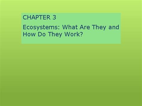 CHAPTER 3 Ecosystems What Are They And How