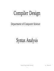 Chapter Syntax Analyzer Pdf Compiler Design Department Of Computer Science Syntax Analysis