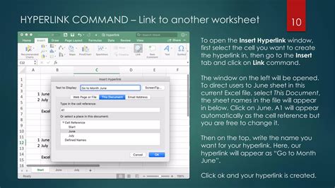 Excel Tutorials Creating A Hyperlink In Excel Ppt