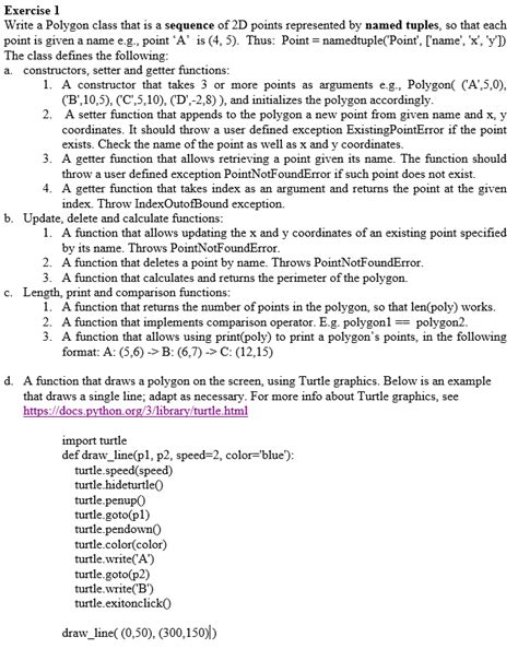 Exercise Write A Polygon Class That Is A Sequence Of Chegg