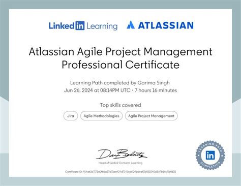 garima singh on linkedin certificate of completion