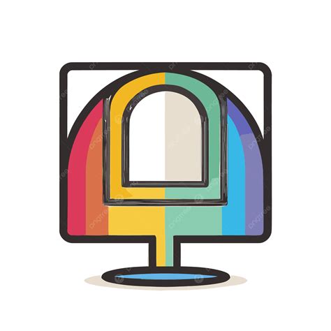 Rainbow Computer Monitor Logo With A Rainbow Outline Vector A Simplistic Colorful Icon Of