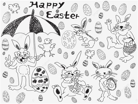 Easter Doodles Vector Png Images Doodle Easter Drawing For Easter Day