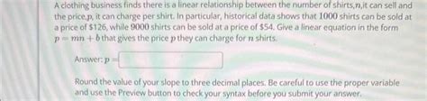 solved a clothing business finds there is a linear